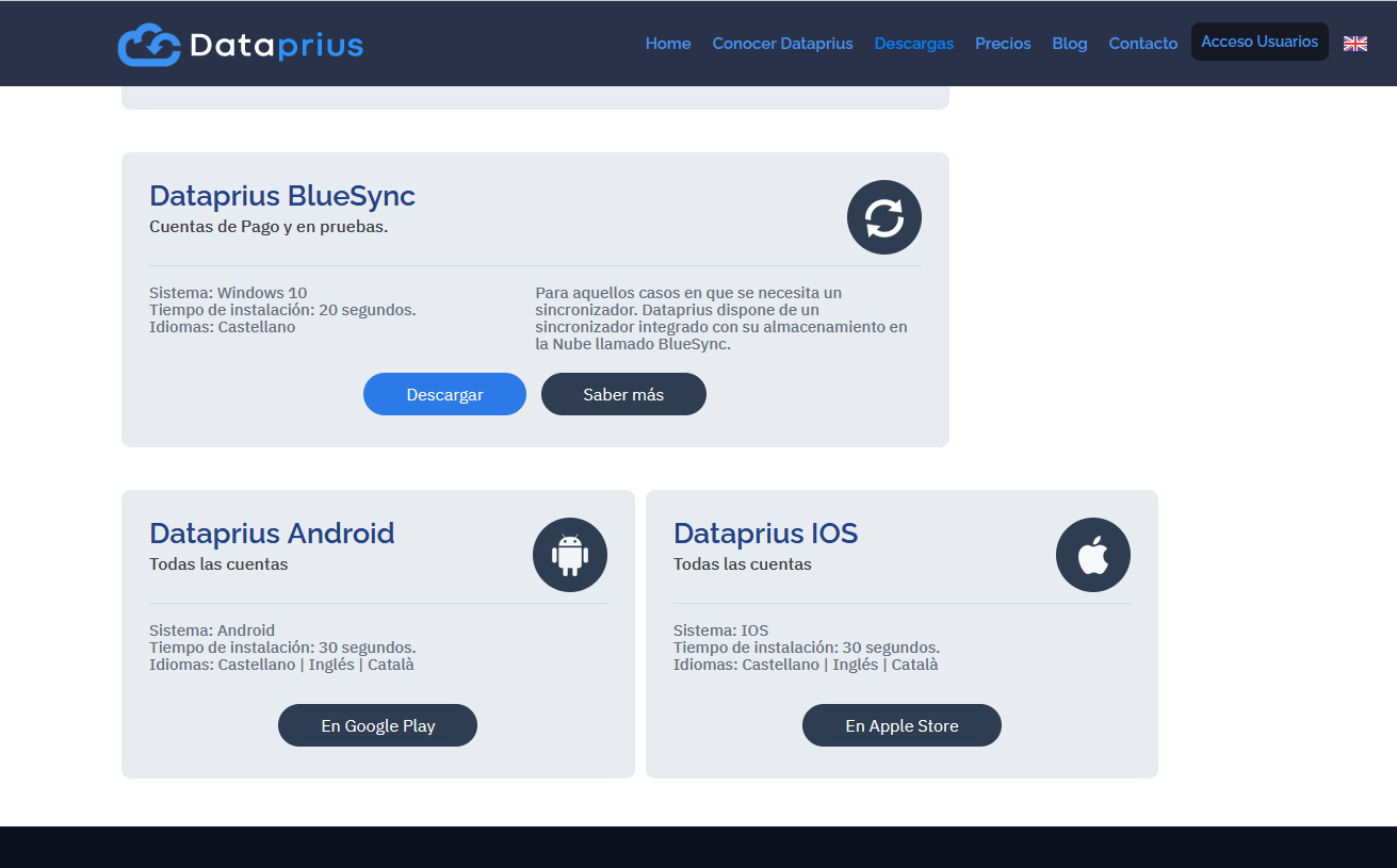 Nueva versión BlueSync. Sincronización de carpetas Dataprius